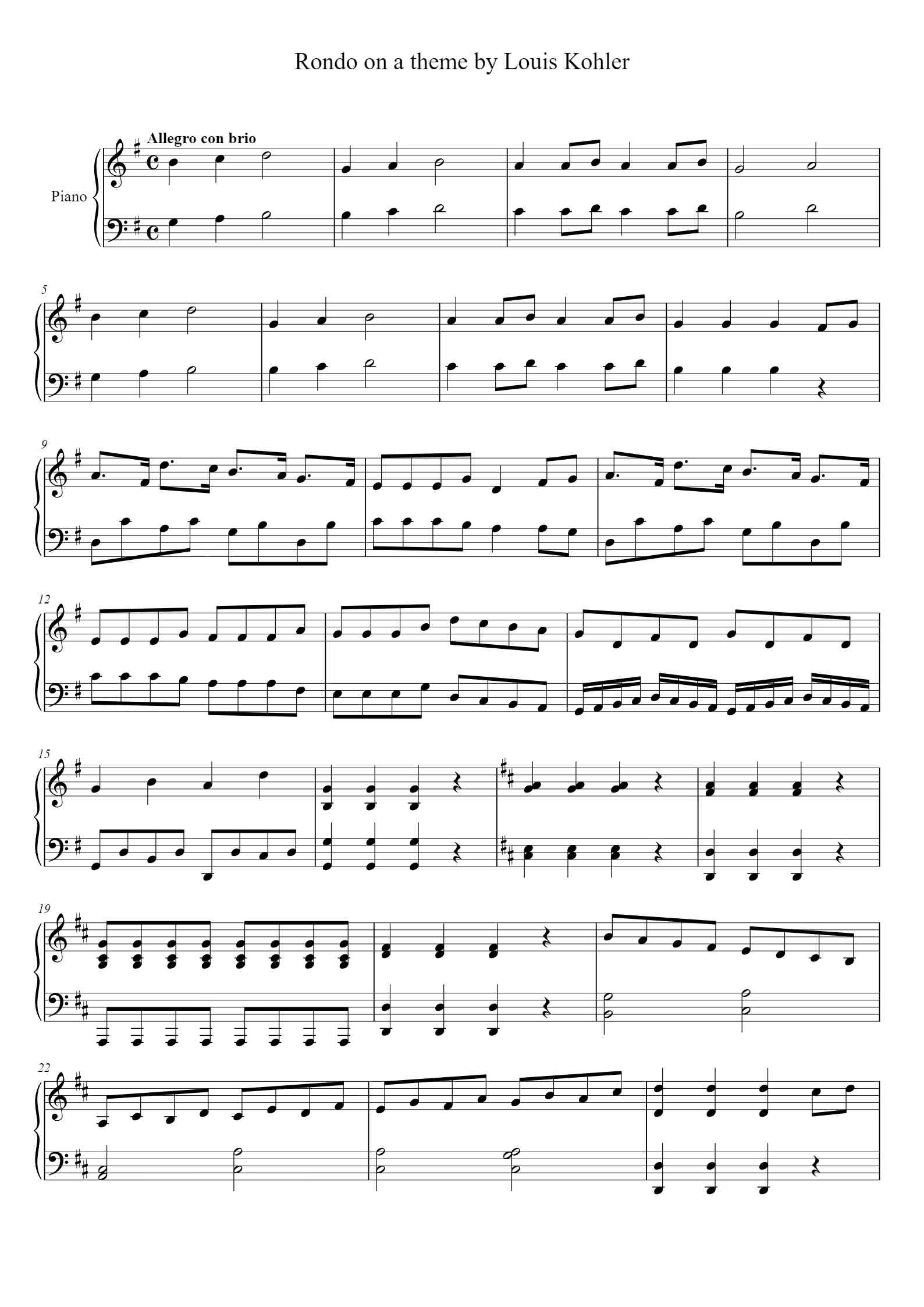 'Rondo on a theme by Louis Kohler' - Piano Sheet Music By Glaeden Boyd ...