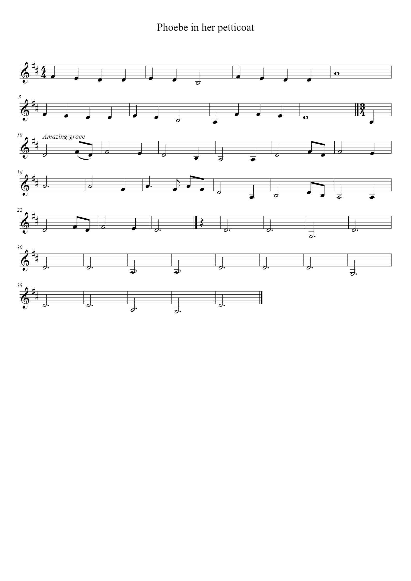 'Phoebe in her petticoat' - Piano Sheet Music By American melody | TOPiano