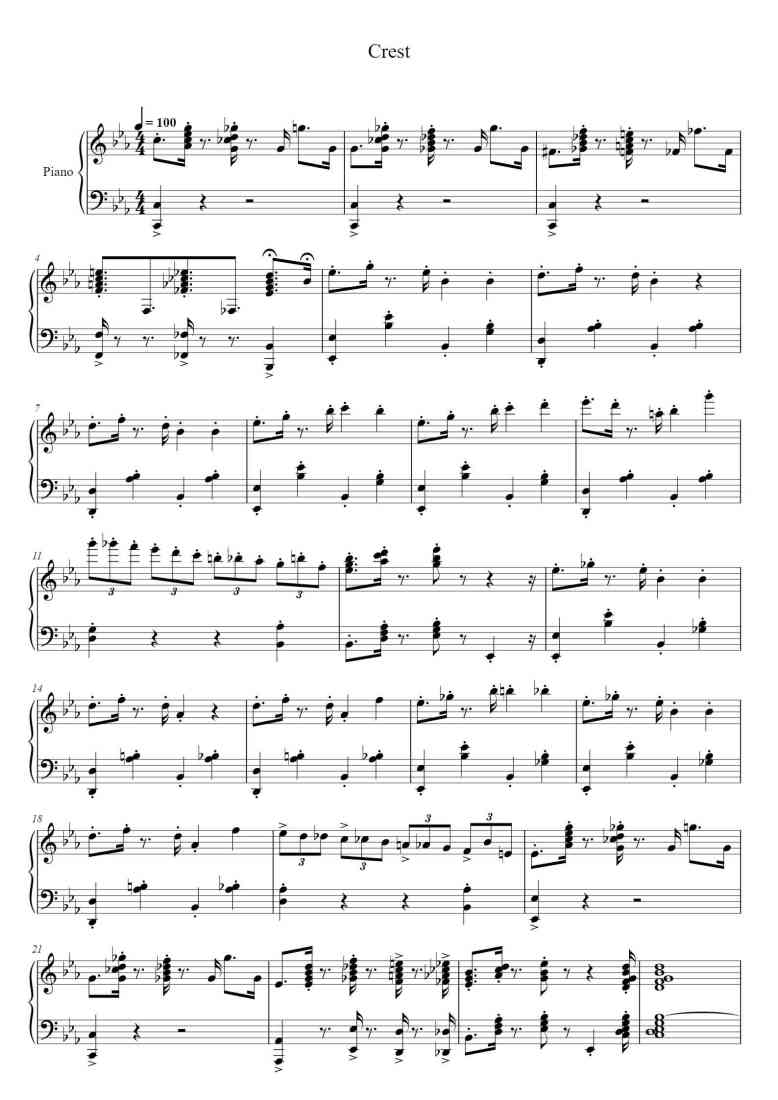 'Crest' - Piano Sheet Music By Abubakar Tafida | TOPiano