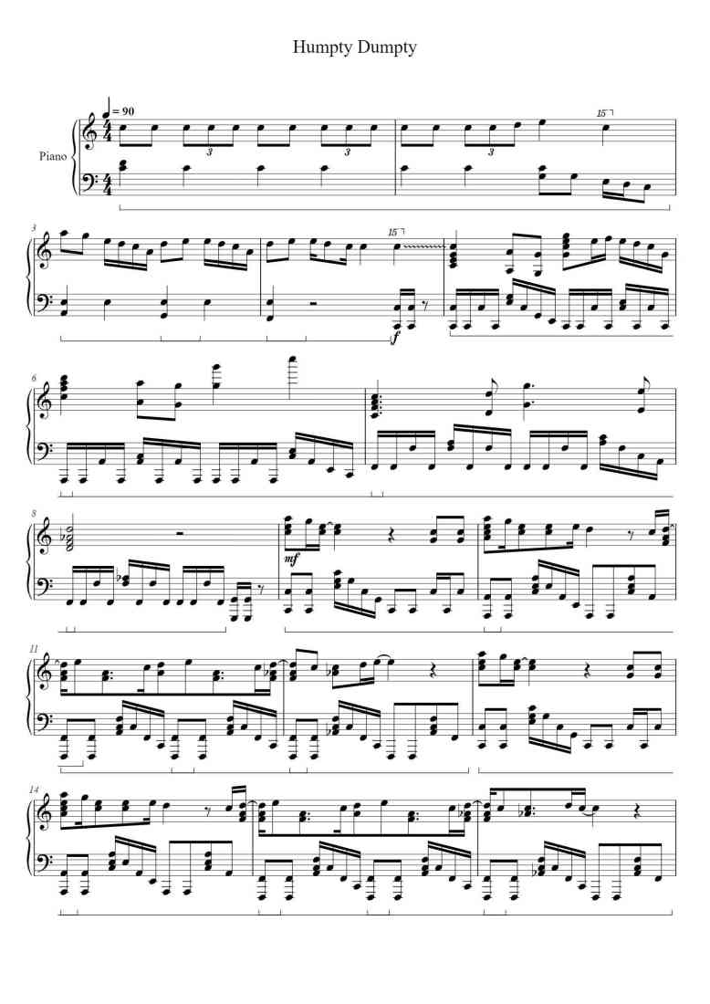 'Humpty Dumpty' - Piano Sheet Music By Ribloor | TOPiano