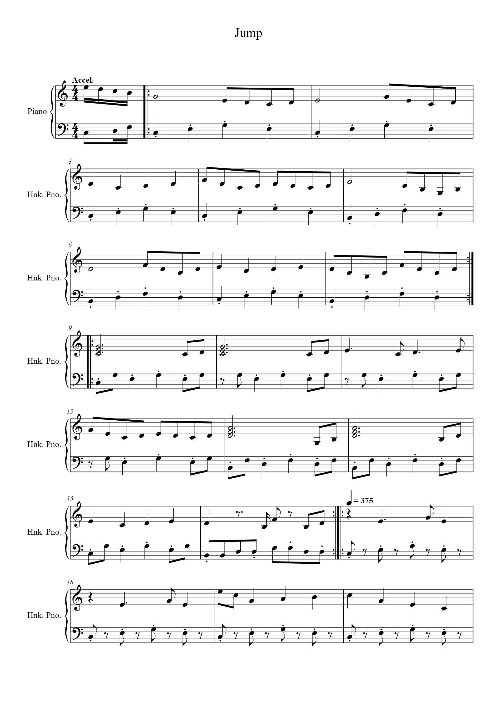 'Jump' - Piano Sheet Music By Myridge Snowwright | TOPiano