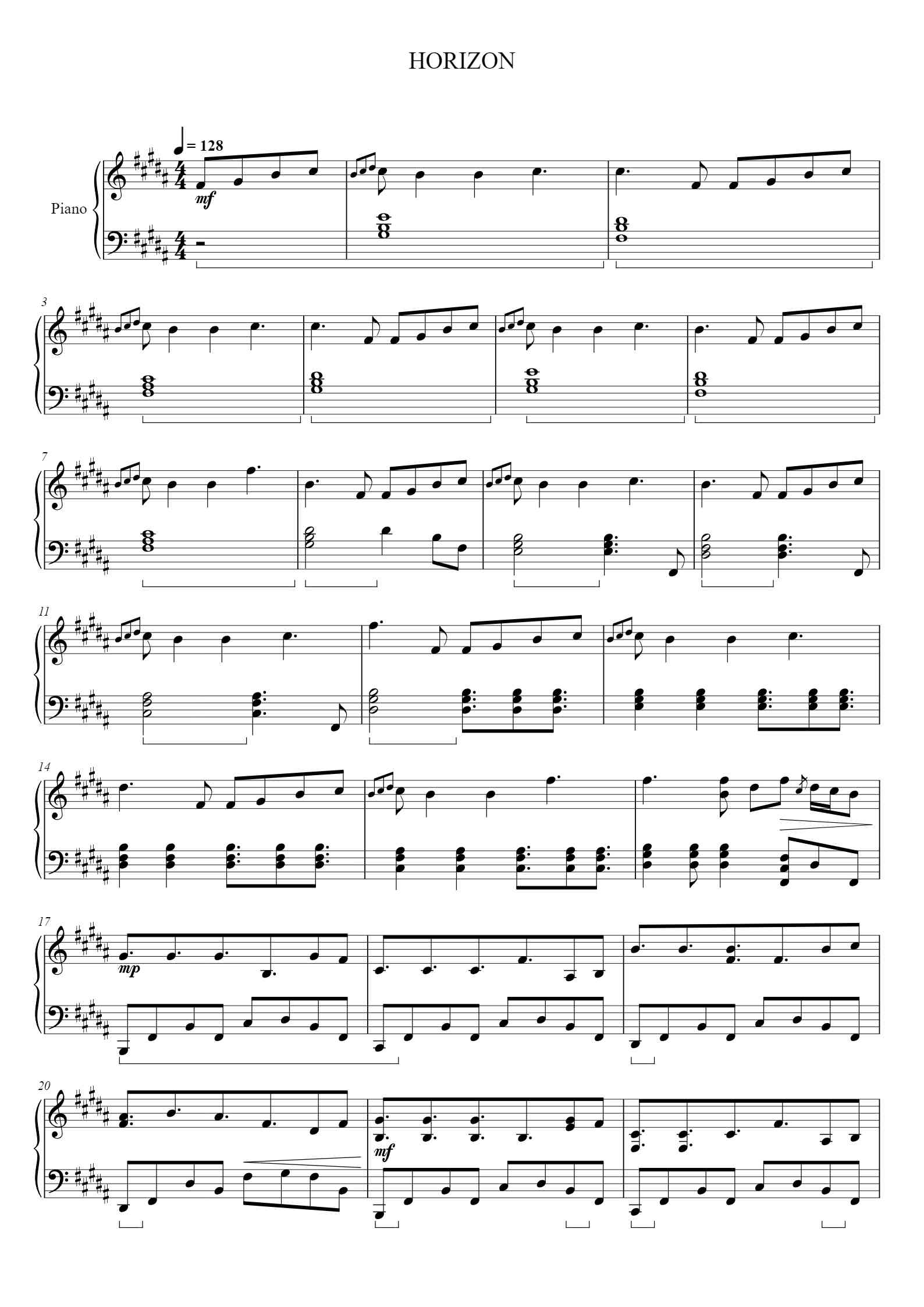 'HORIZON' - Piano Sheet Music By Asden Chillet | TOPiano
