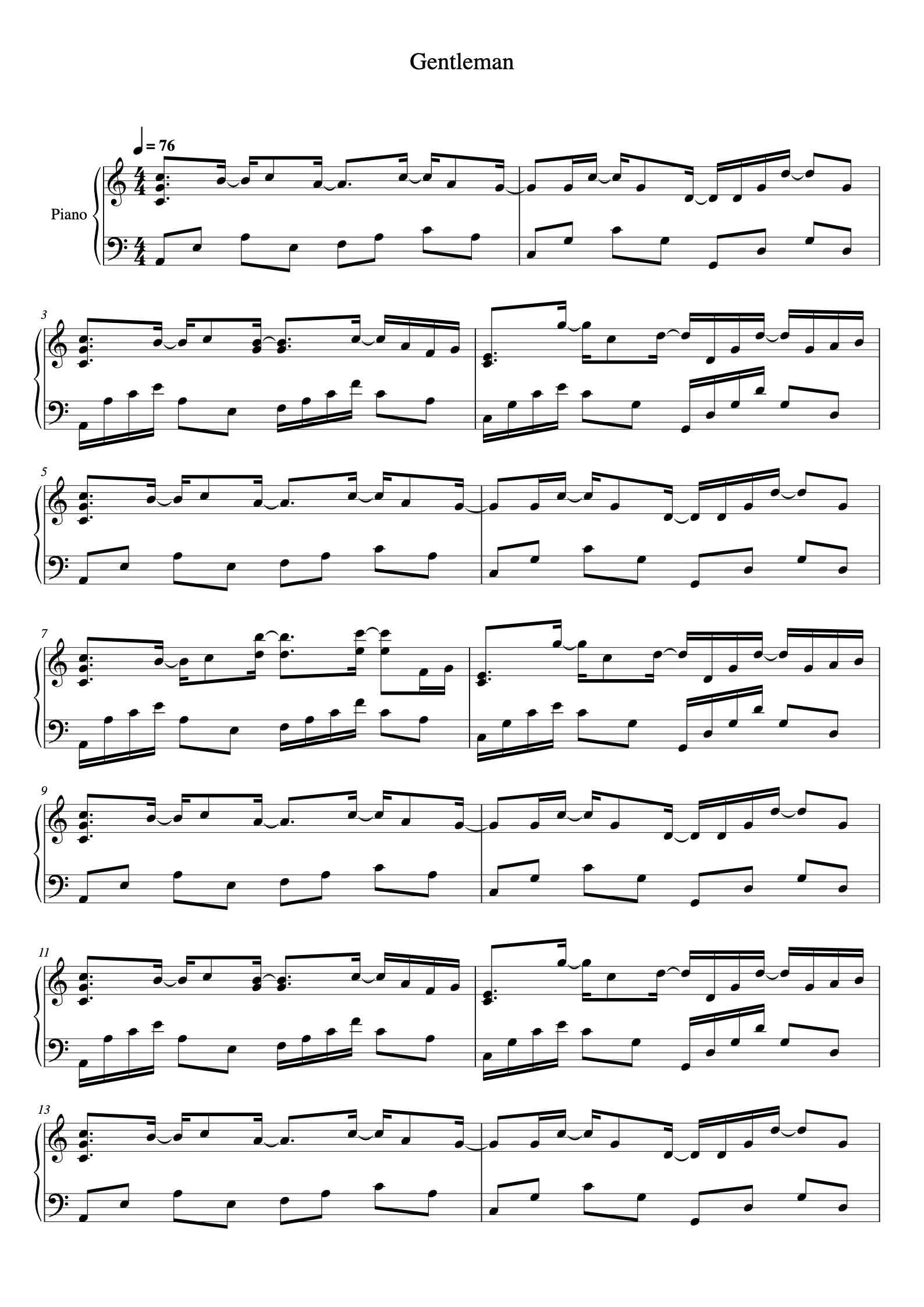'Gentleman C调版 爱情公寓4插曲' - Beginner Piano Sheet Music by 刘伟德/Willz ...