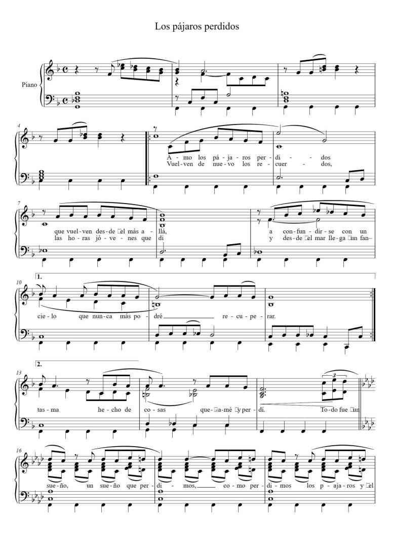 'Los pájaros perdidos' - Piano Sheet Music By Astor Piazzolla | TOPiano