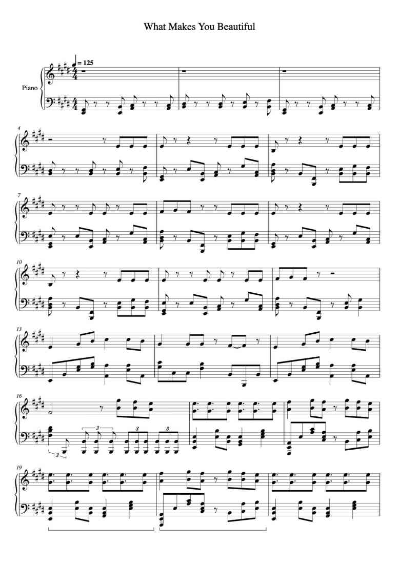 'What Makes You Beautiful - One Direction' - Piano Sheet Music By Rami ...