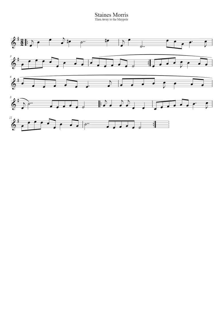 'Staines Morris' - Piano Sheet Music By Trad. Playford 1651 | TOPiano