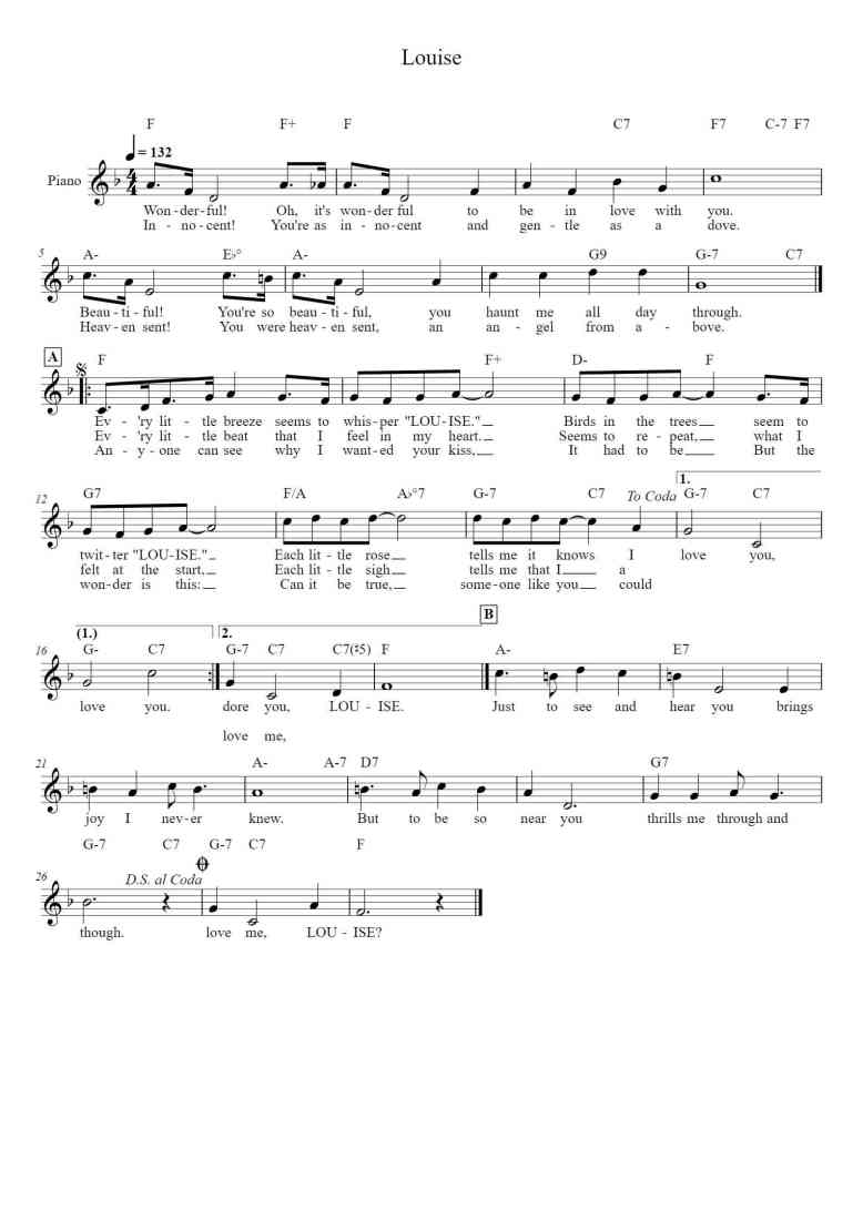 'Louise' - Piano Sheet Music By Leo Robin and Richard A. Whiting | TOPiano