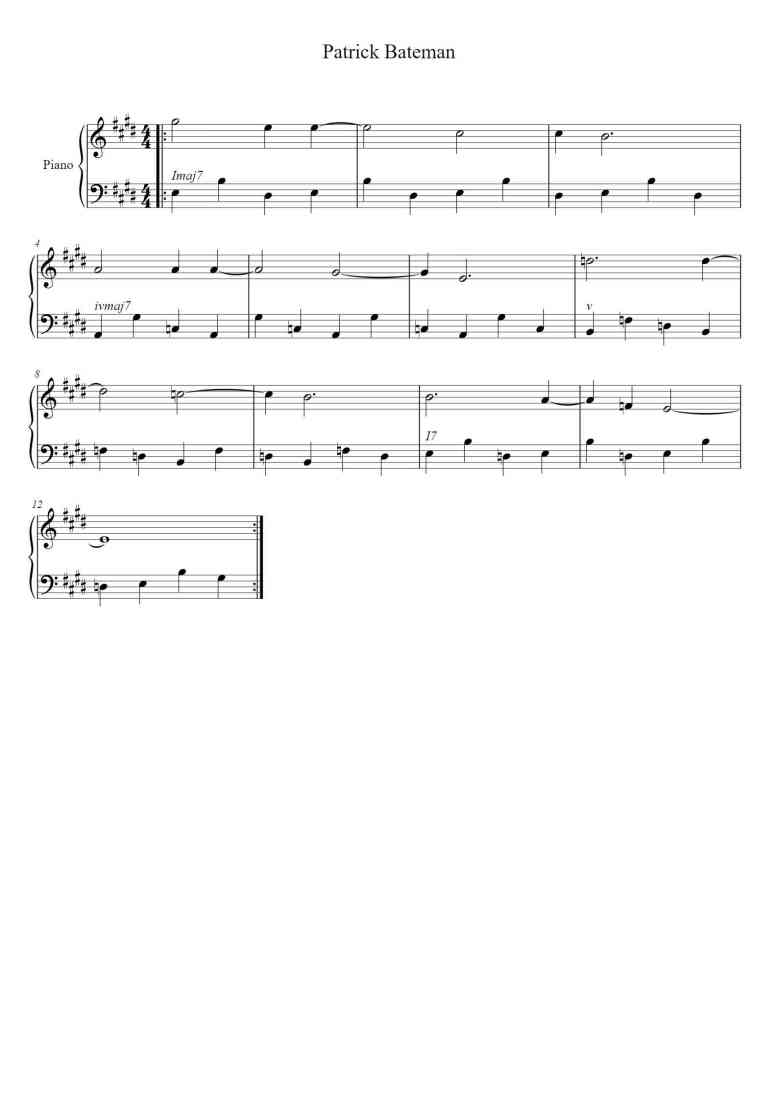 'Patrick Bateman' - Piano Sheet Music By xxx | TOPiano