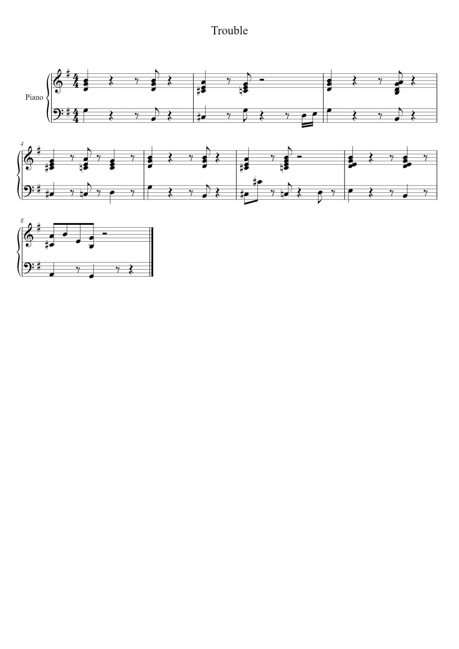 'Trouble' - Piano Sheet Music By Azalea | TOPiano