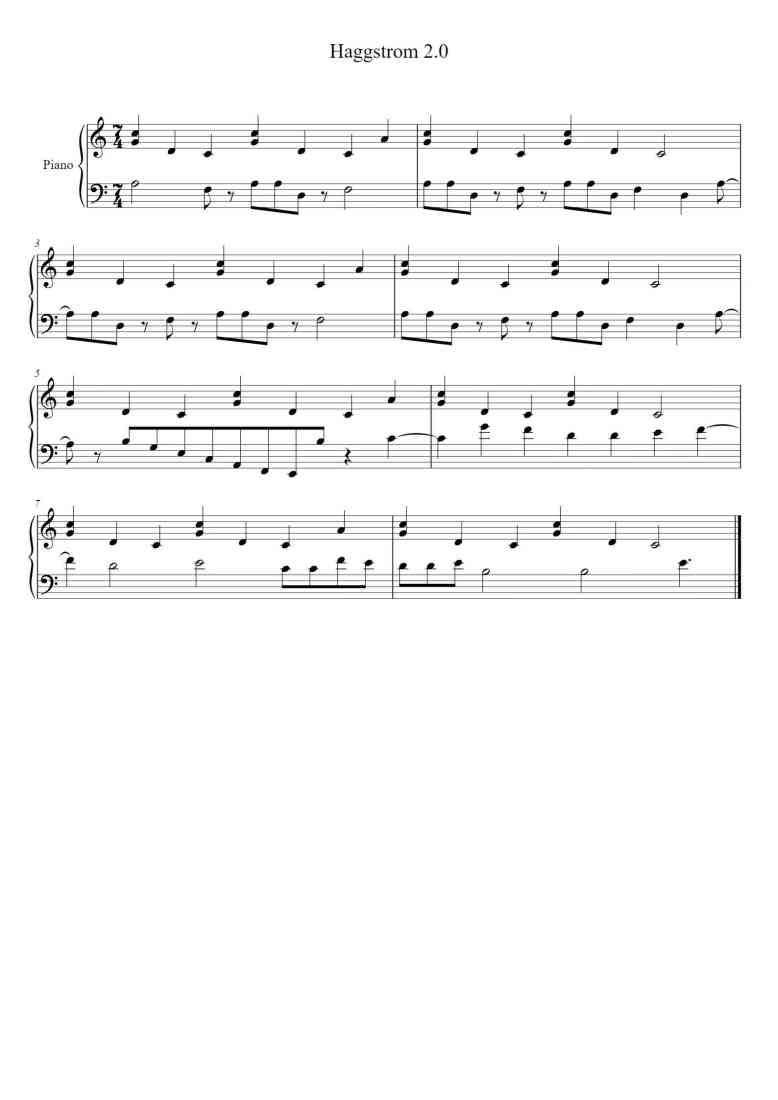'Haggstrom 2.0' - Piano Sheet Music By Benjamin Jeff | TOPiano