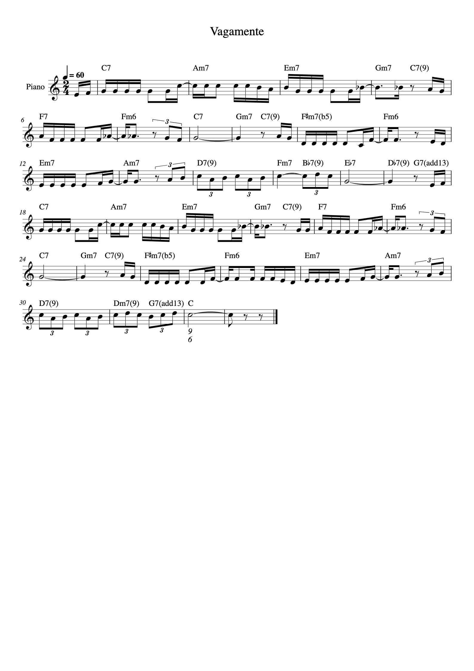 'Vagamente' - Piano Sheet Music By ROBERTO MENESCAL E RONALDO BÔSCOLI ...