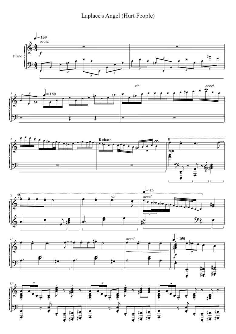 'Laplace's Angel (Hurt People)' - Piano Sheet Music By Cromflower Raeck ...