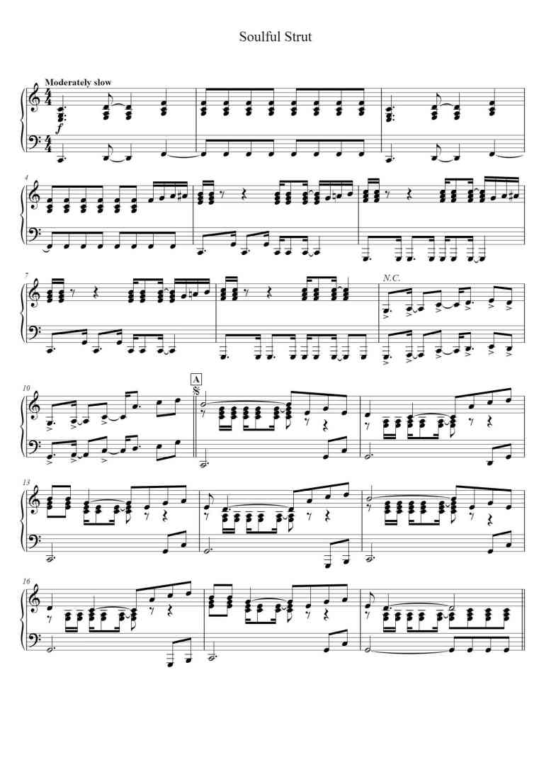 'Soulful Strut' - Piano Sheet Music By Words and Music by Sonny Sanders ...