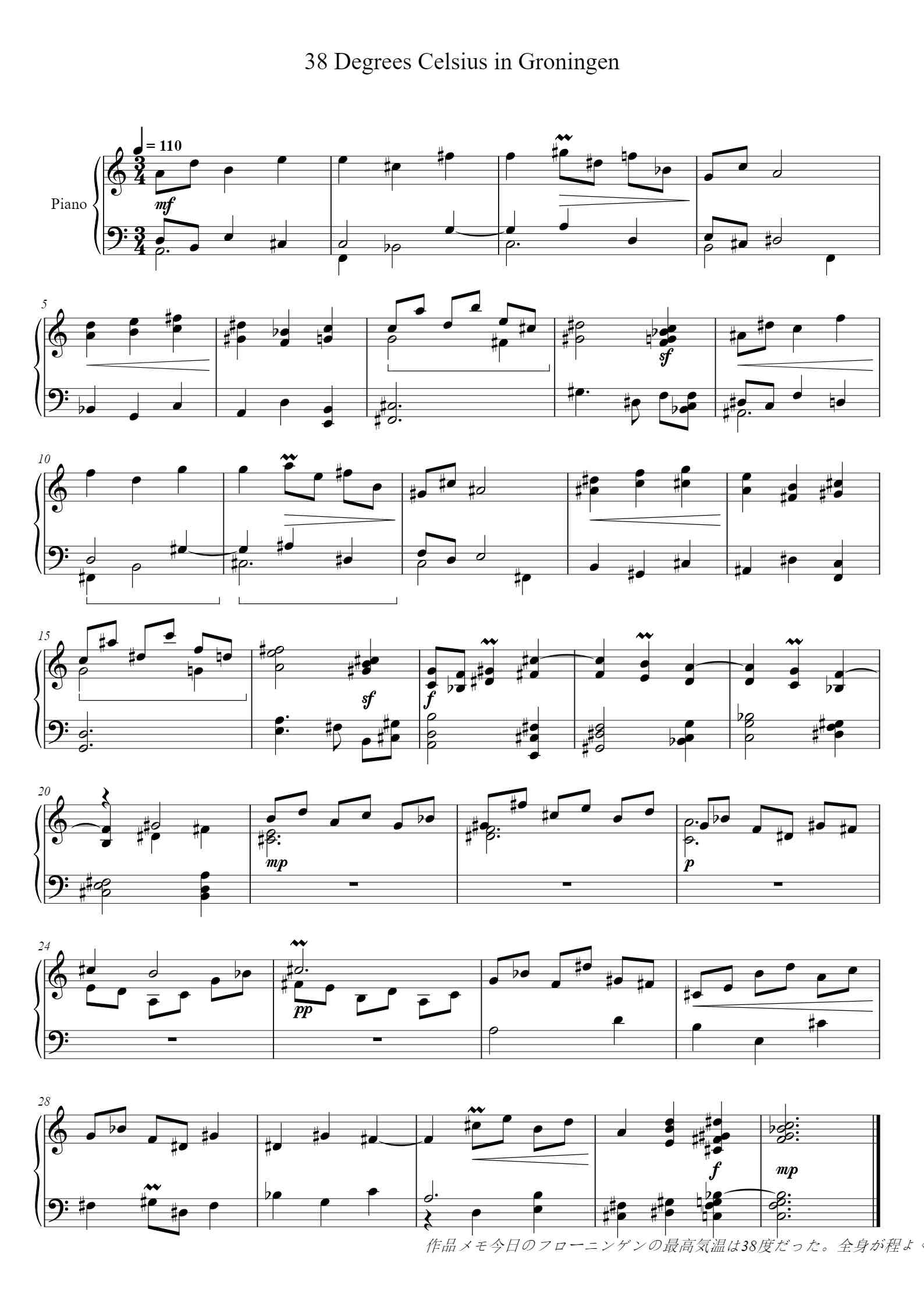 '38 Degrees Celsius in Groningen' - Piano Sheet Music By Faithelip ...
