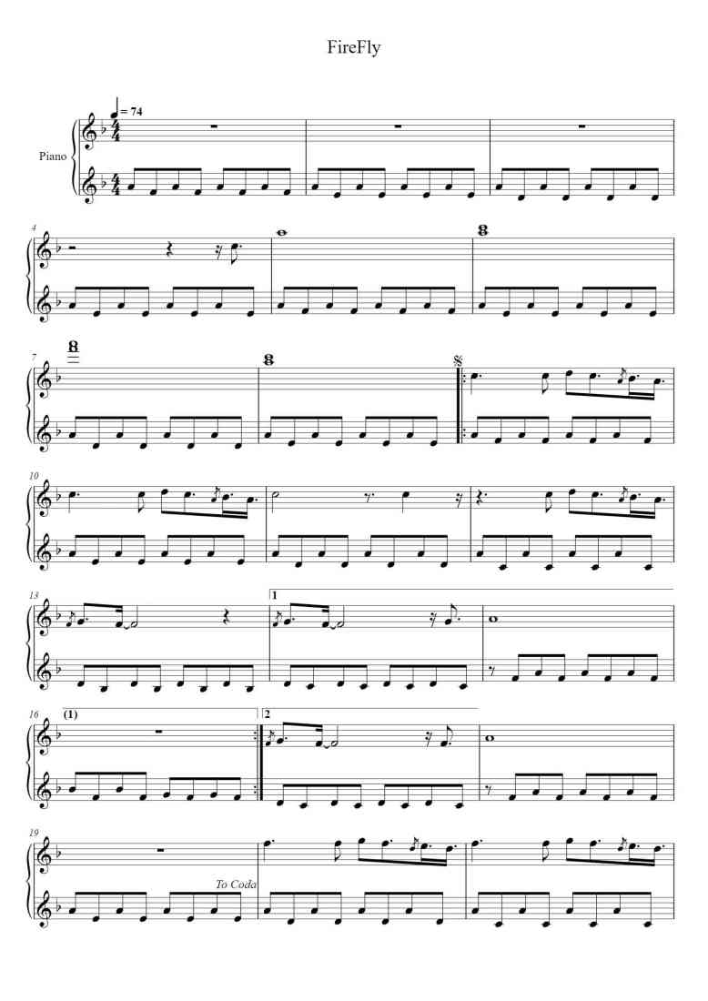 'FireFly' - Piano Sheet Music By Improvised by Hiromi Uehara ...