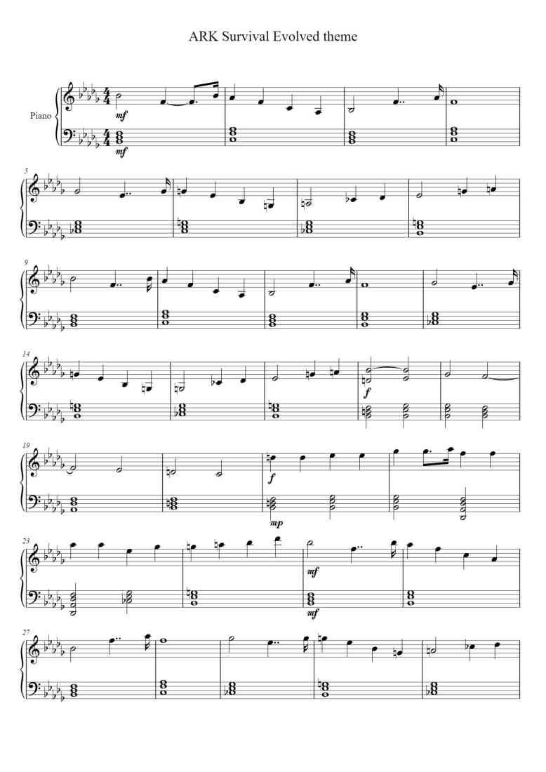 'ARK Survival Evolved theme' - Piano Sheet Music By xxx | TOPiano