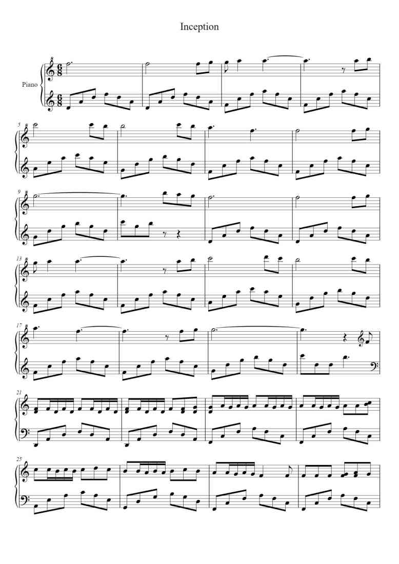'Inception' - Piano Sheet Music By Michael Ortega | TOPiano