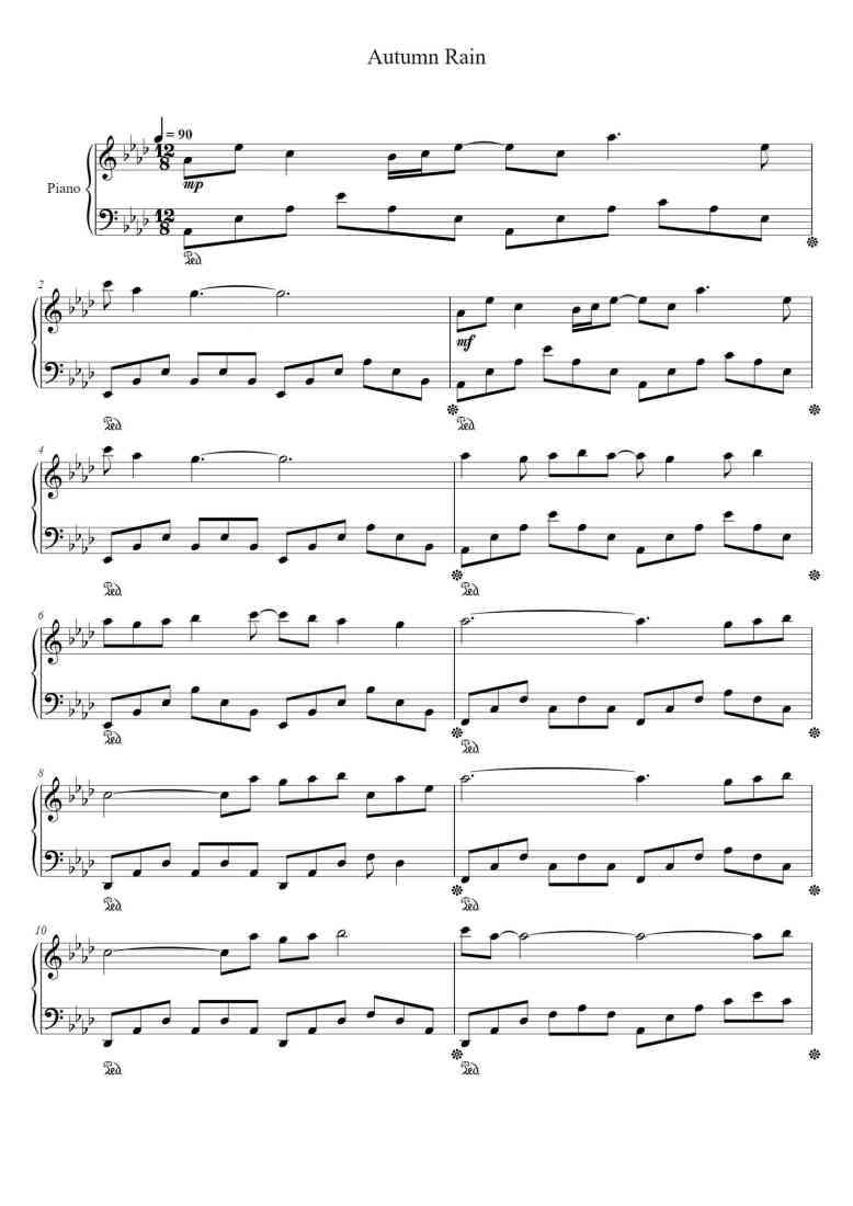 Autumn Rain钢琴谱 - Selcuk Ozer - free piano sheet music - PiaNoproblem