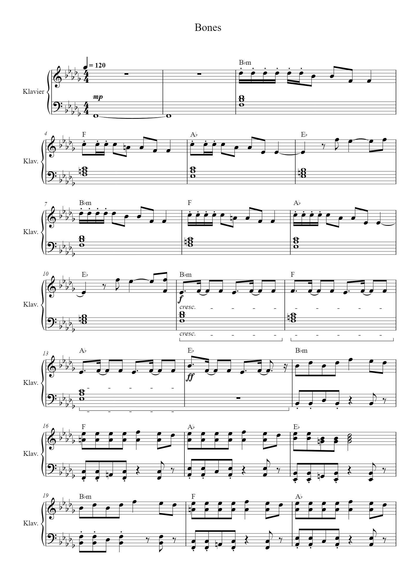 'Bones' - Piano Sheet Music By Imagine Dragons | TOPiano