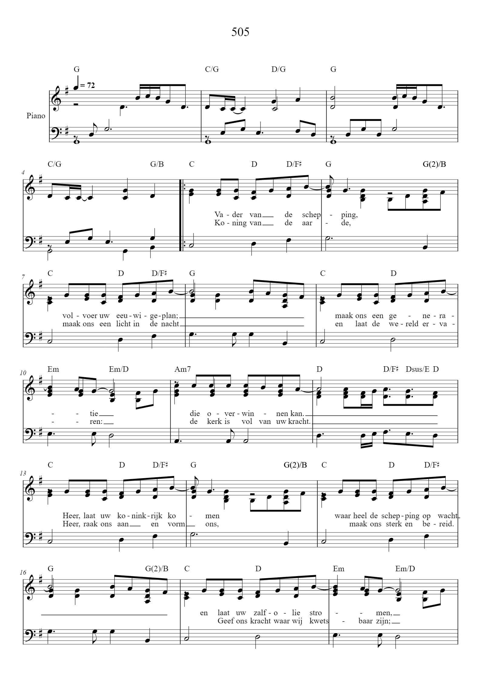 '505' - Piano Sheet Music By Arr. GRB Theologus | TOPiano