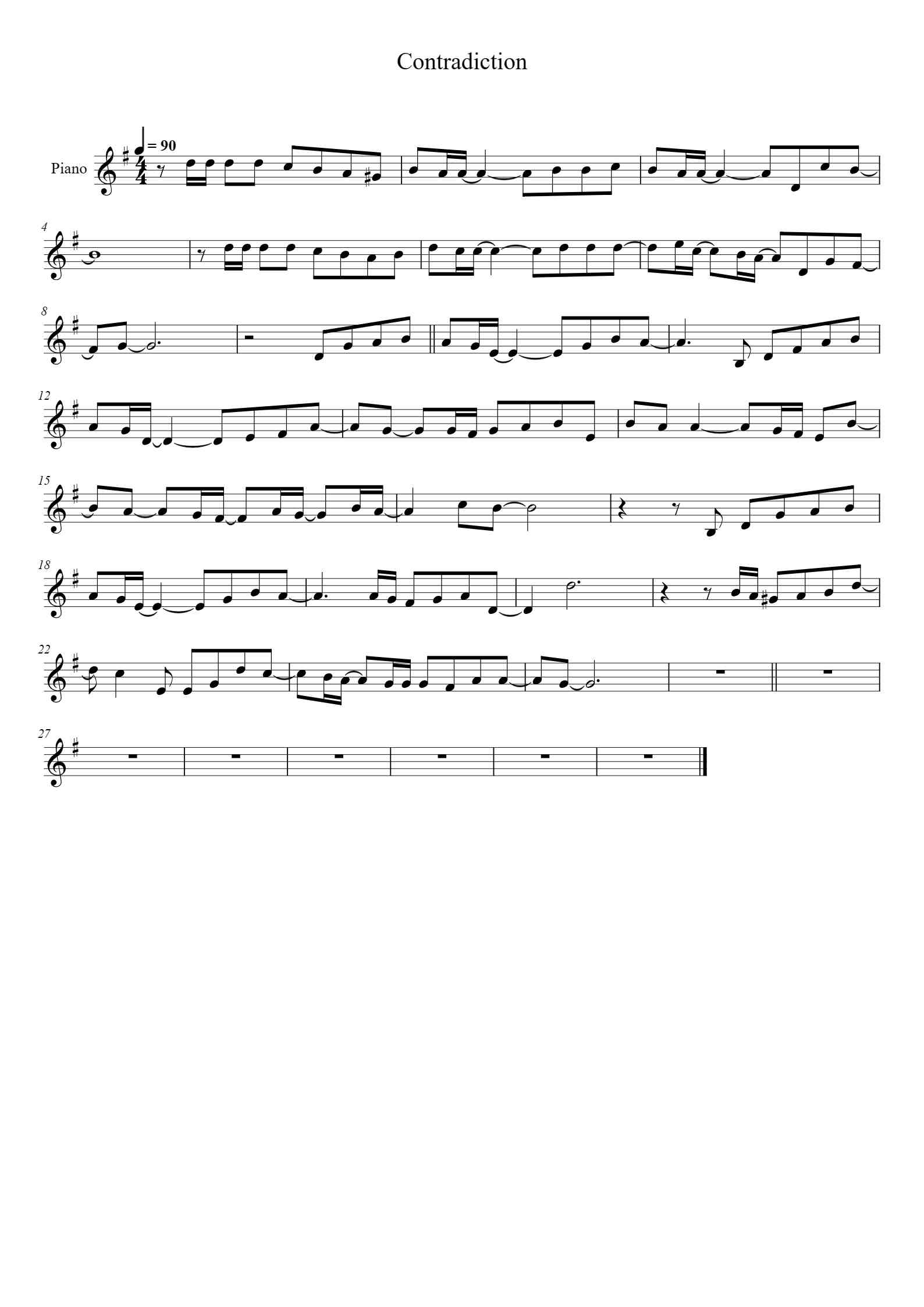 'Contradiction' - Piano Sheet Music By xxx | TOPiano