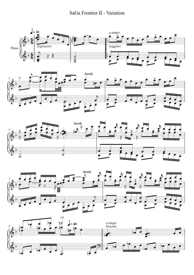 'SaGa Frontier II - Variation' - Piano Sheet Music By Masashi Hamauzu | TOPiano