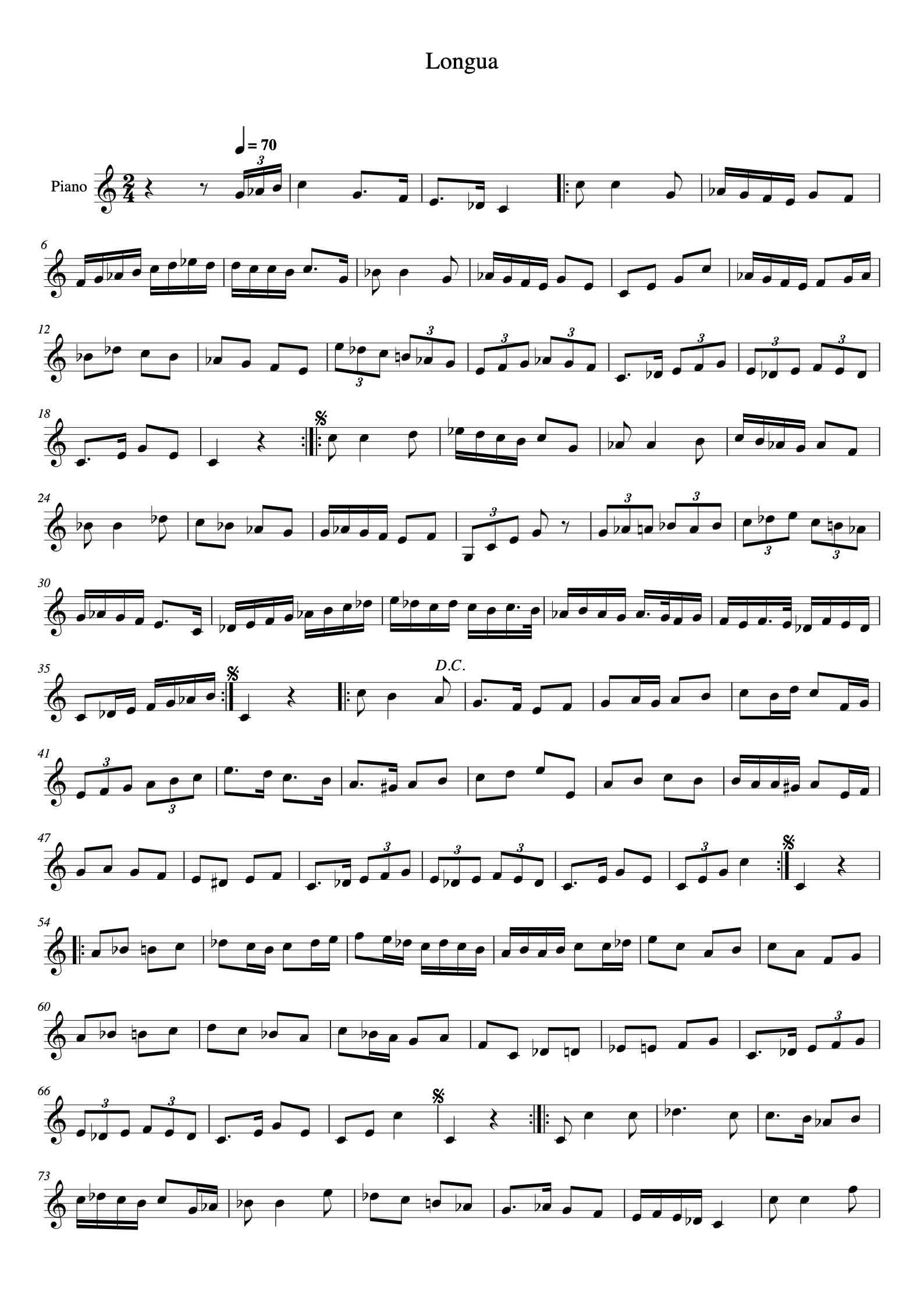 'Longua' - Piano Sheet Music By Jamil ouis | TOPiano