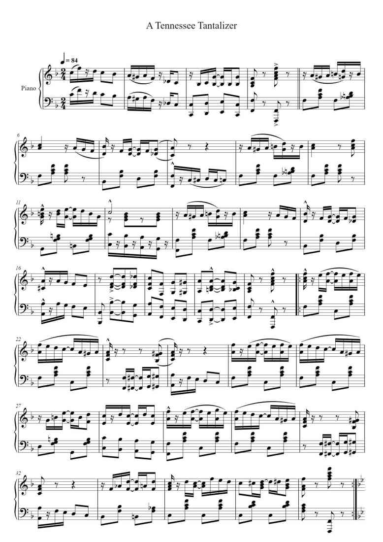 'A Tennessee Tantalizer' - Piano Sheet Music By Chas Hunter | TOPiano