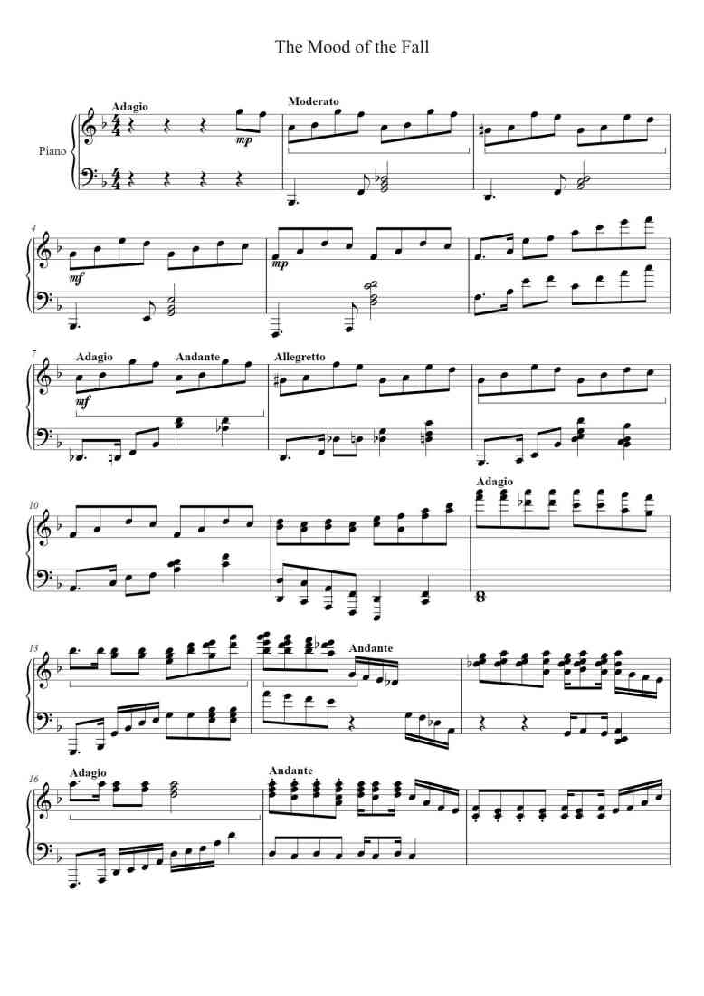 'The Mood of the Fall' - Piano Sheet Music By Andrey Ronzhin | TOPiano