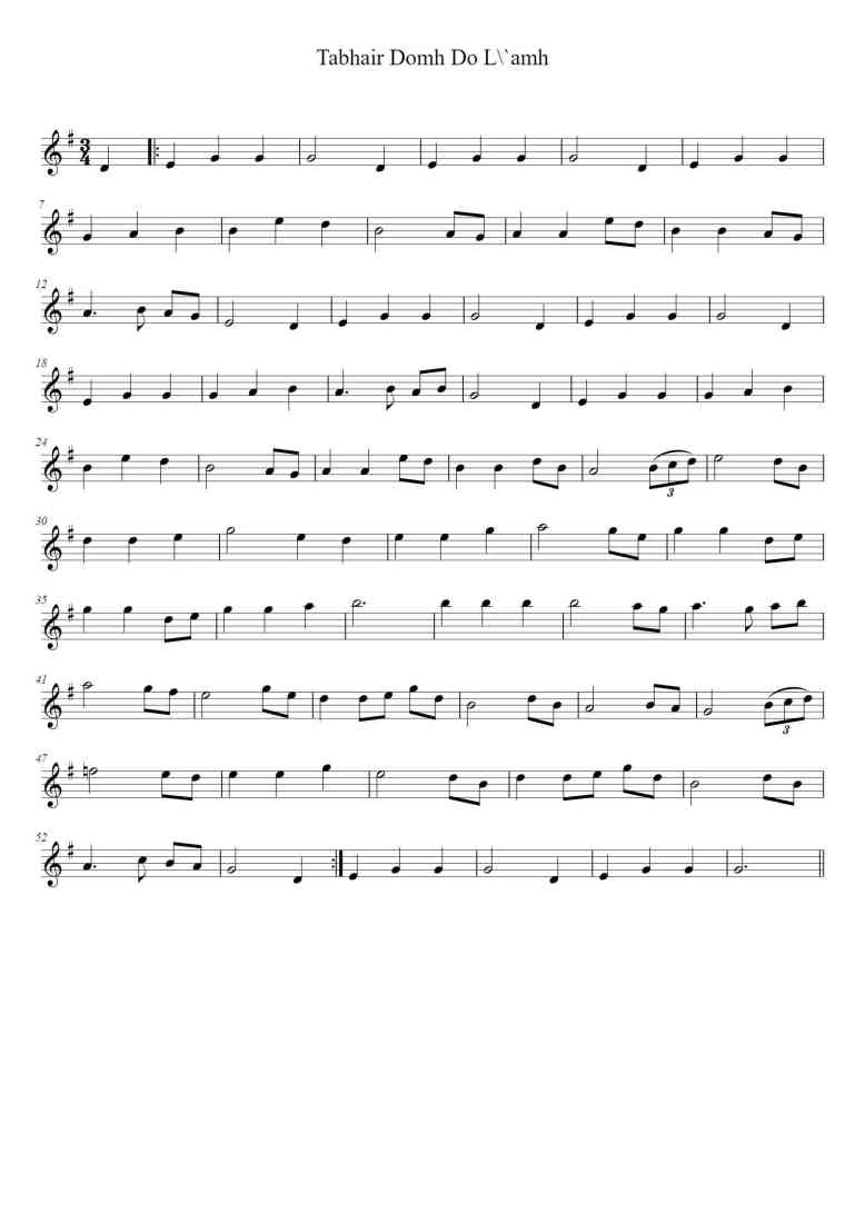 'Tabhair Domh Do L\`amh' - Piano Sheet Music By Trad | TOPiano