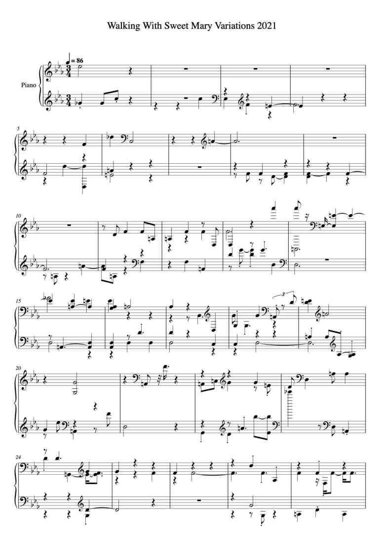 'Walking With Sweet Mary Variations 2021' - Piano Sheet Music By xxx | TOPiano