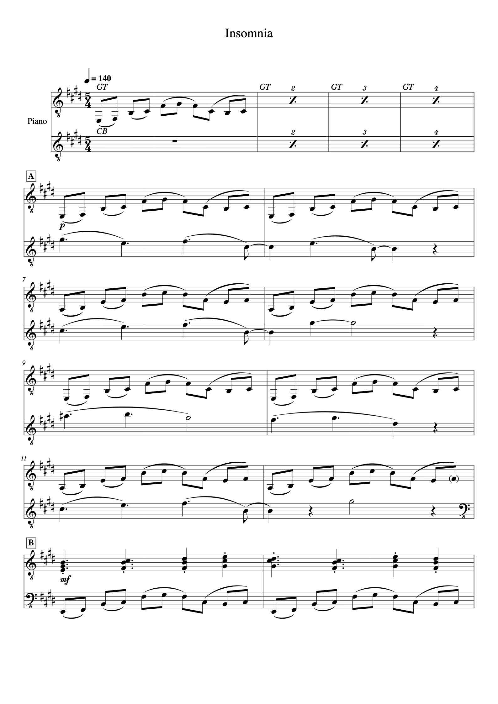 'Insomnia' - Piano Sheet Music By Joycemia | TOPiano