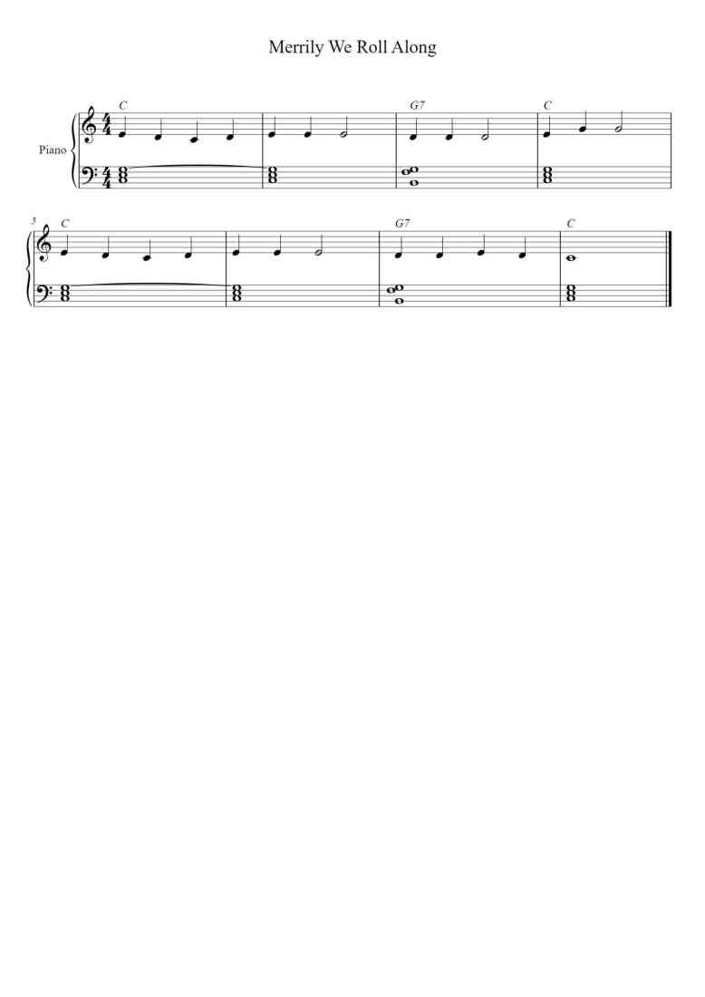 'Merrily We Roll Along' - Piano Sheet Music By xxx | TOPiano