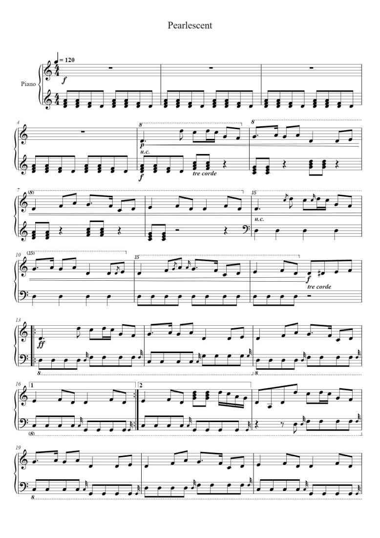 Pearlescent钢琴谱 - EnV - free piano sheet music - PiaNoproblem