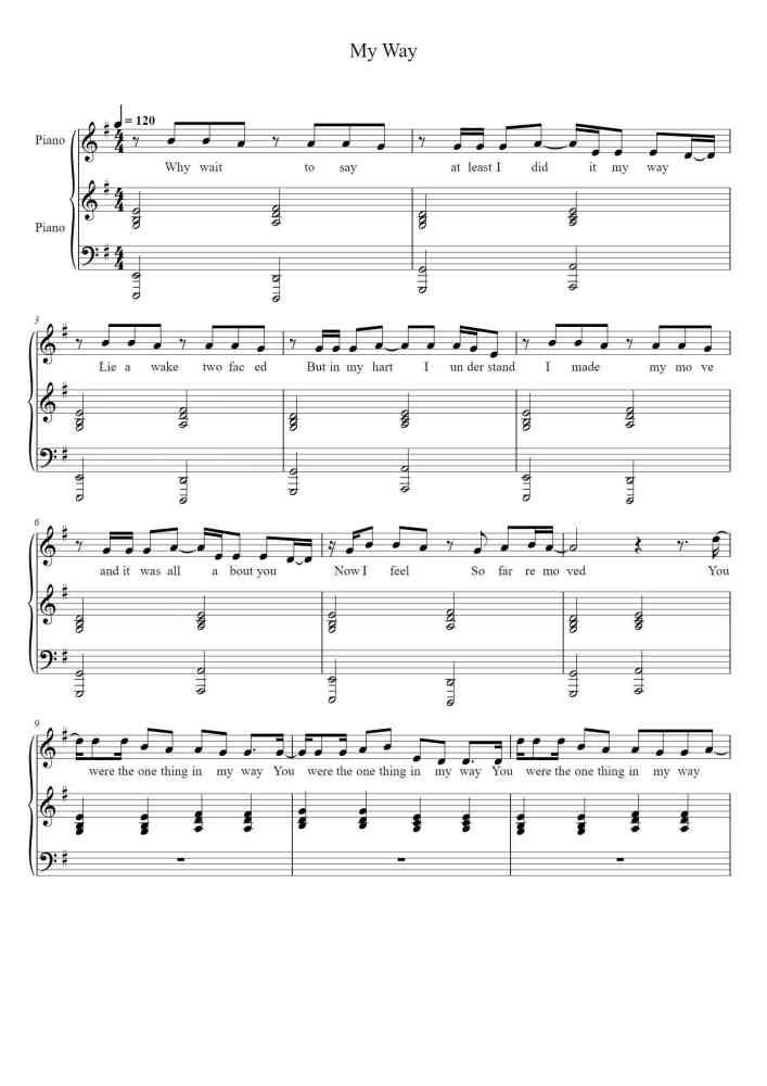 My Way钢琴谱 - Calvin Harris - free piano sheet music - PiaNoproblem