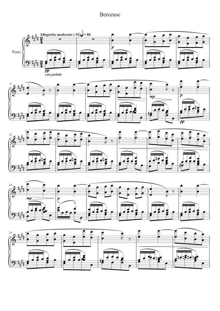 Berceuse Op. 57钢琴谱 - G. Faure Ryan Zhu - free piano sheet music ...