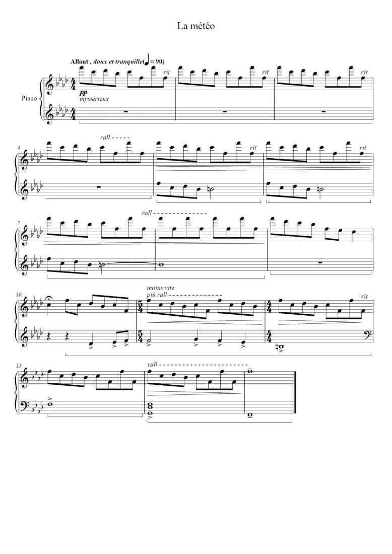 'La météo' - Piano Sheet Music By A.E.K | TOPiano
