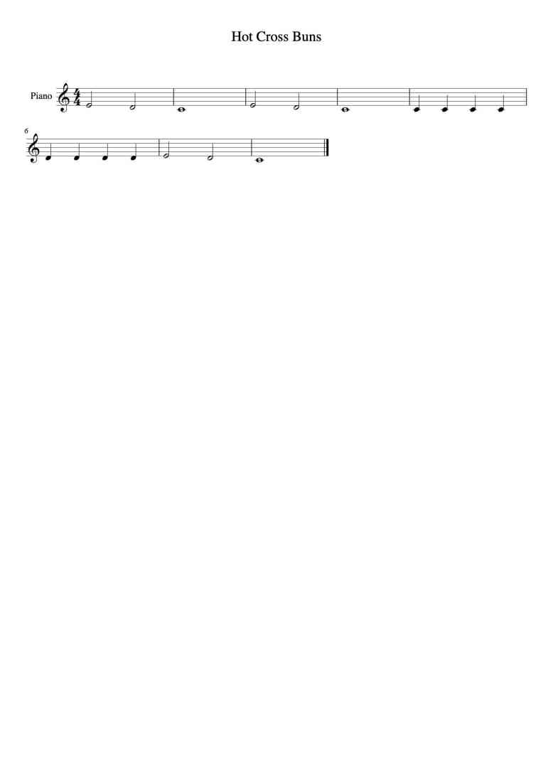 'Hot Cross Buns' - Piano Sheet Music By xxx | TOPiano