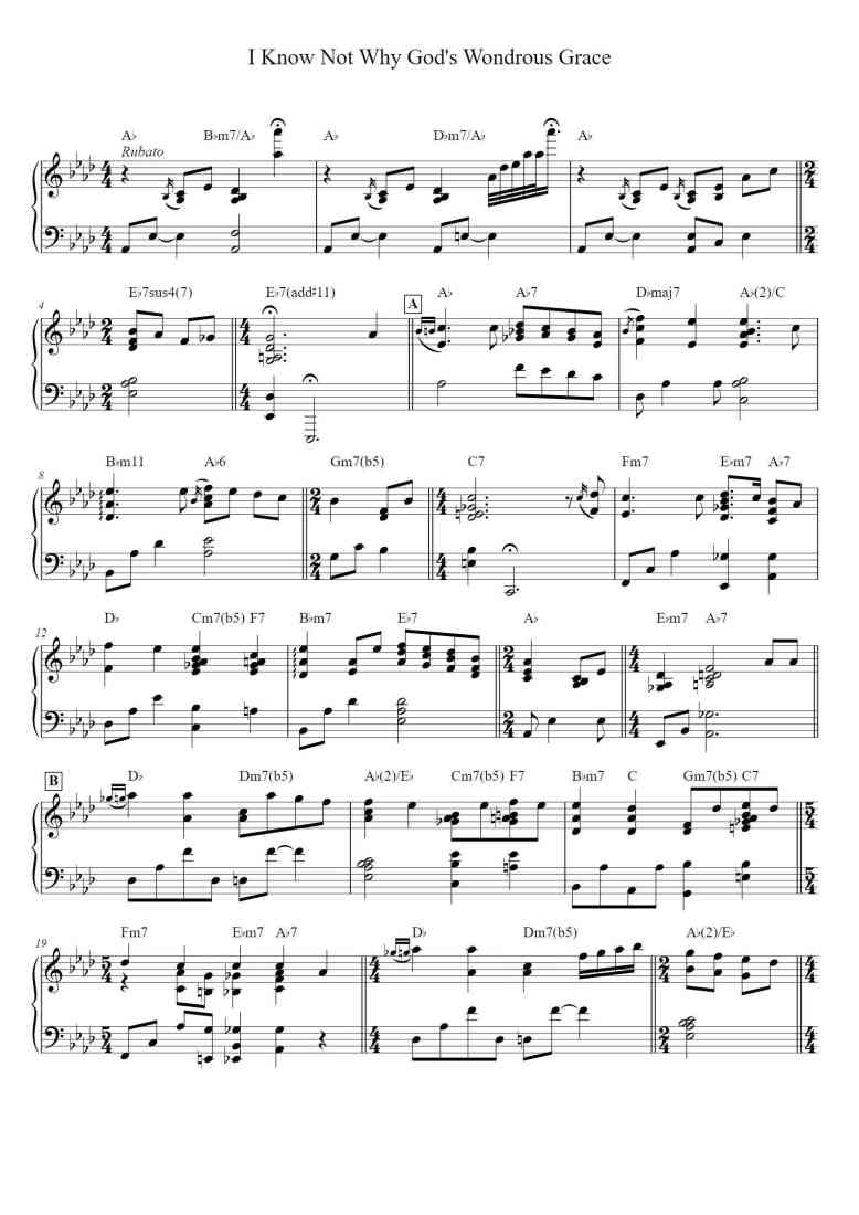 'I Know Not Why God's Wondrous Grace' - Piano Sheet Music By D. W ...