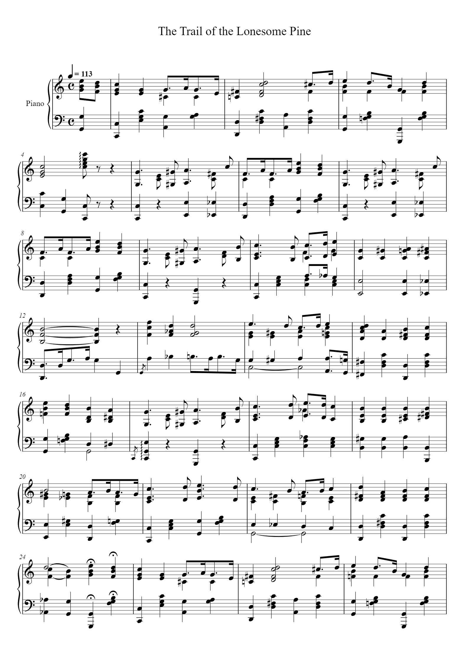 Learning Harry Carroll, Ballard MacDonald's "The Trail of the Lonesome Pine" Piano Lessons | TOPiano