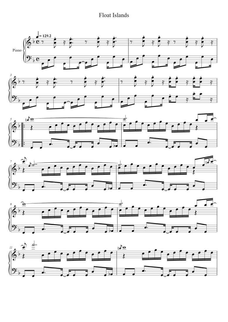 'Float Islands' - Piano Sheet Music By xxx | TOPiano