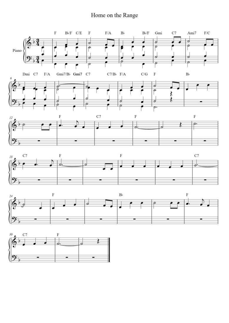 'Home on the Range' - Piano Sheet Music By Popthus | TOPiano