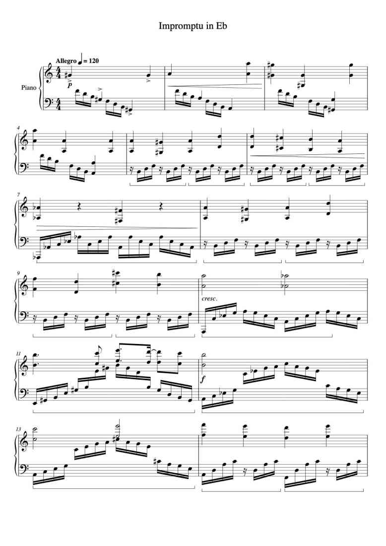 'Impromptu in E-flat Major for Solo Piano, Op. 138' - Piano Sheet Music By Samuel D. Kubik | TOPiano