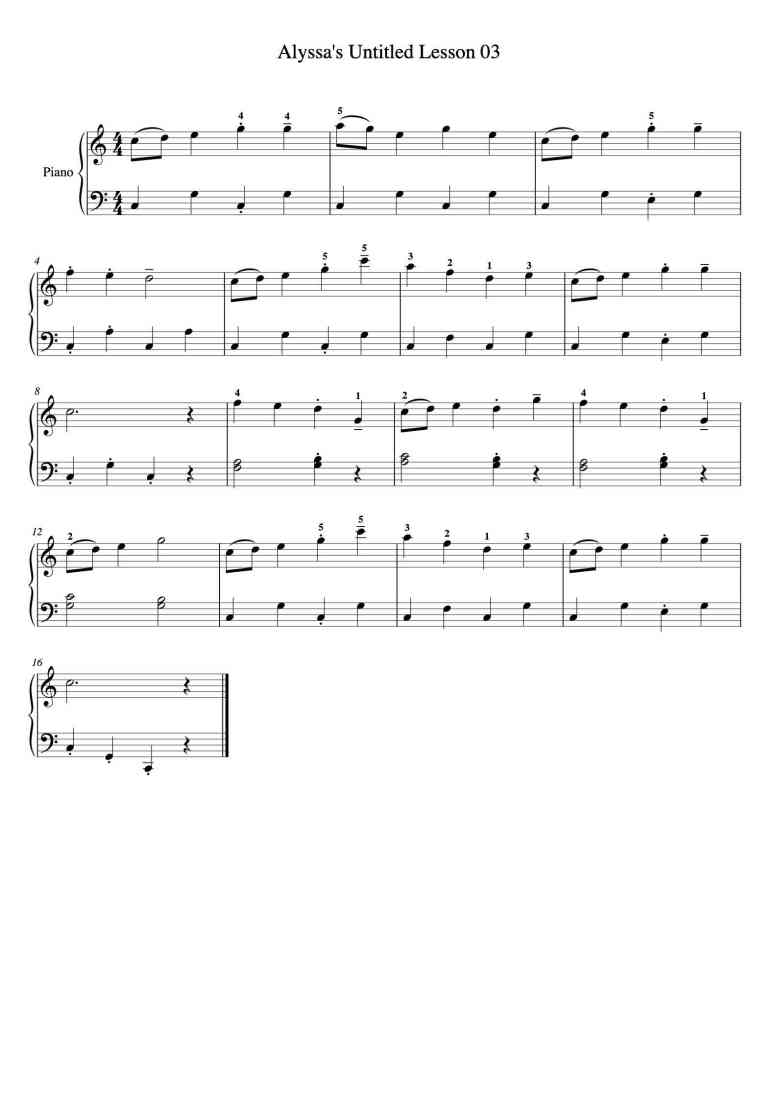 'Alyssa's Untitled Lesson 03' - Piano Sheet Music By Dan Veasey | TOPiano