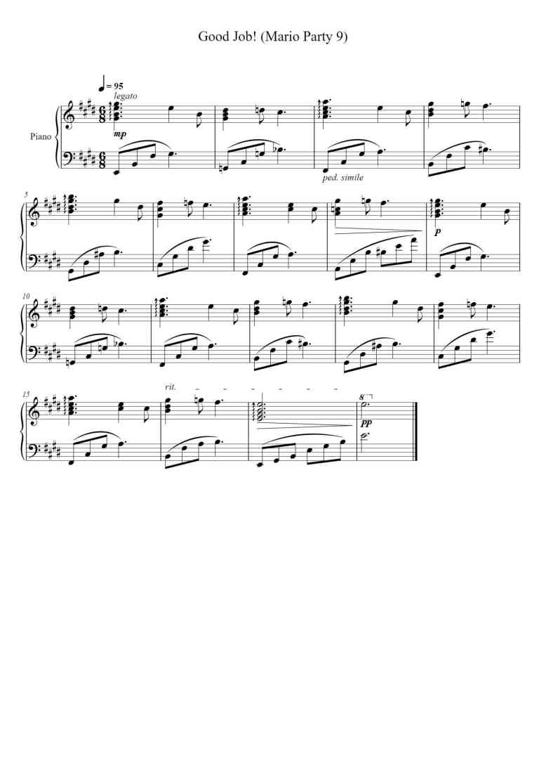 'Good Job! (Mario Party 9)' - Piano Sheet Music By Cofrwood Wyldecent ...