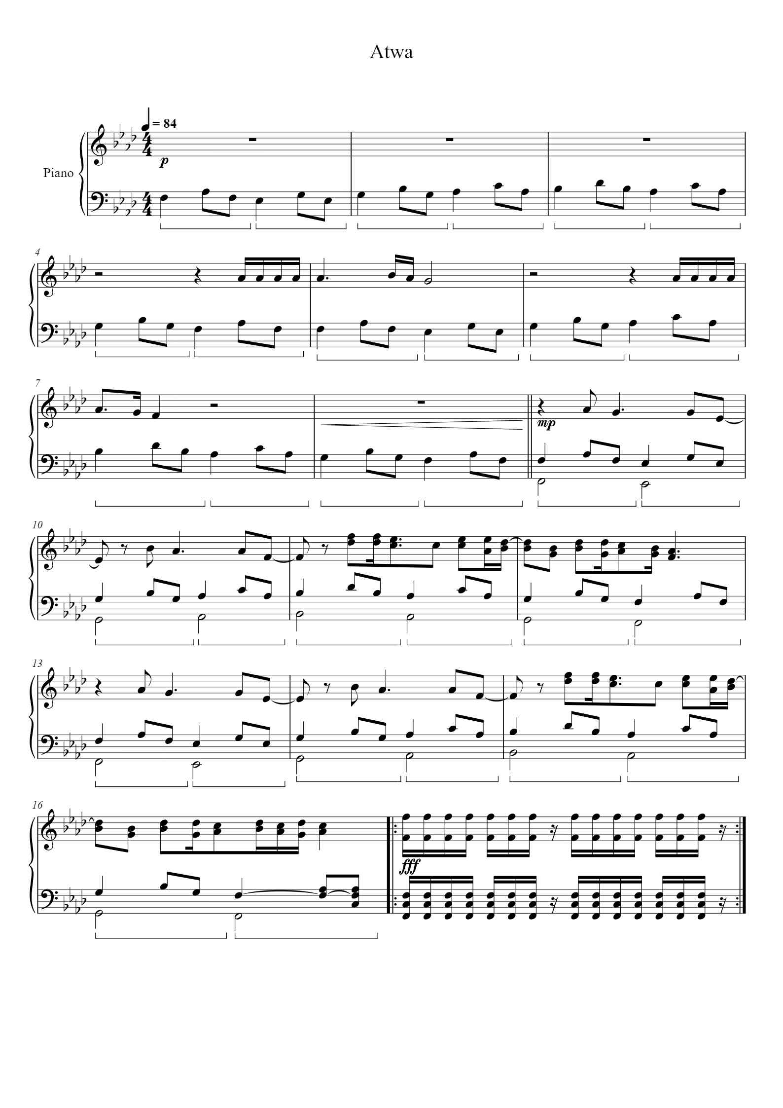 'Atwa' - Piano Sheet Music By Shavo Odadjian, Serj Tankian, John ...