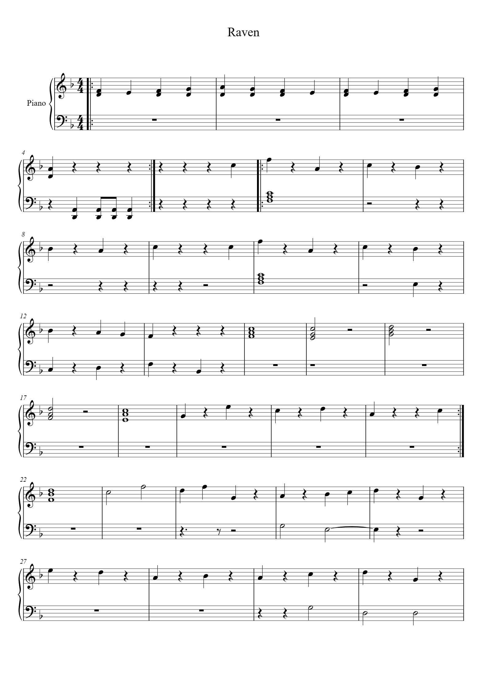 'Raven' - Piano Sheet Music By Peter Greenwell | TOPiano