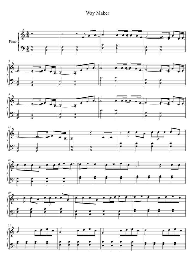 'Way Maker' - Piano Sheet Music By Sinach | TOPiano