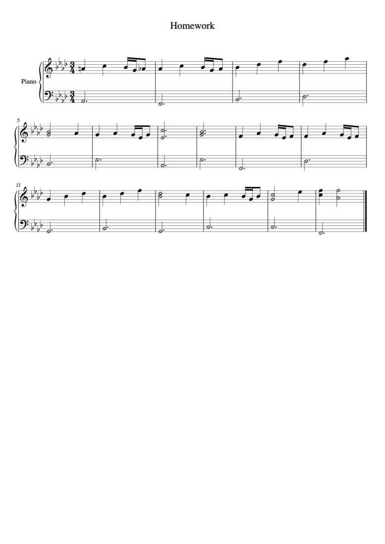 'Homework' - Piano Sheet Music By Monica Hammil | TOPiano