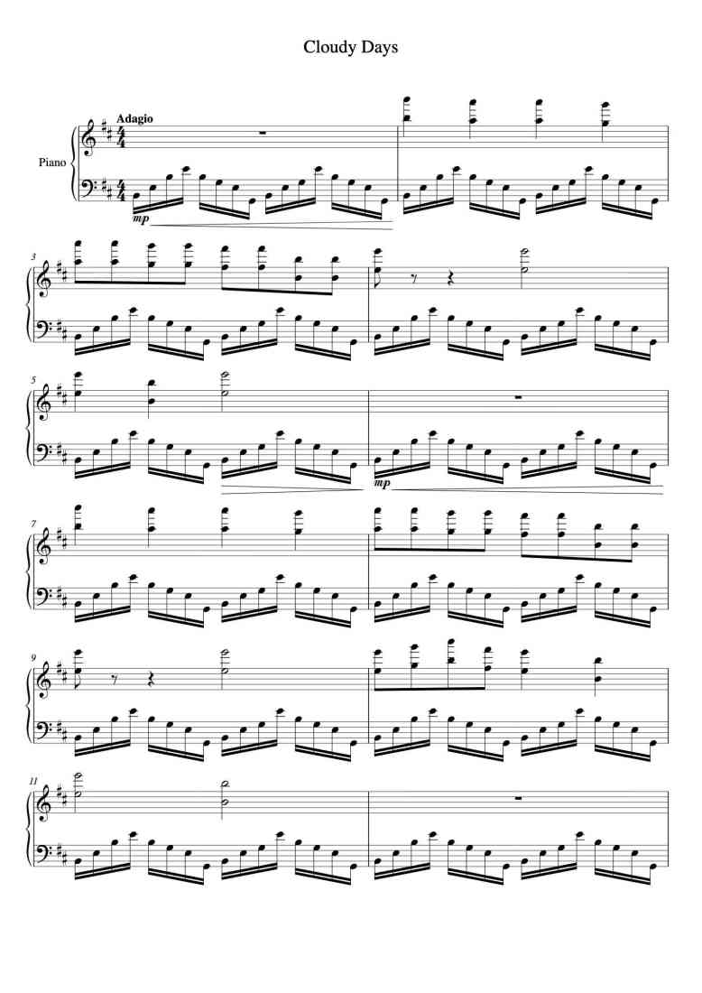 'Cloudy Days' - Piano Sheet Music By Damián | TOPiano